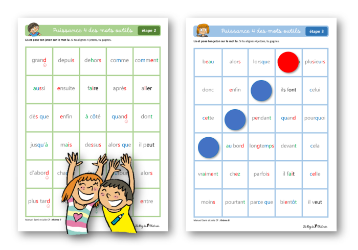Puissance 4 Sami et Julie : les mots outils 100% déchiffrables – Le ...